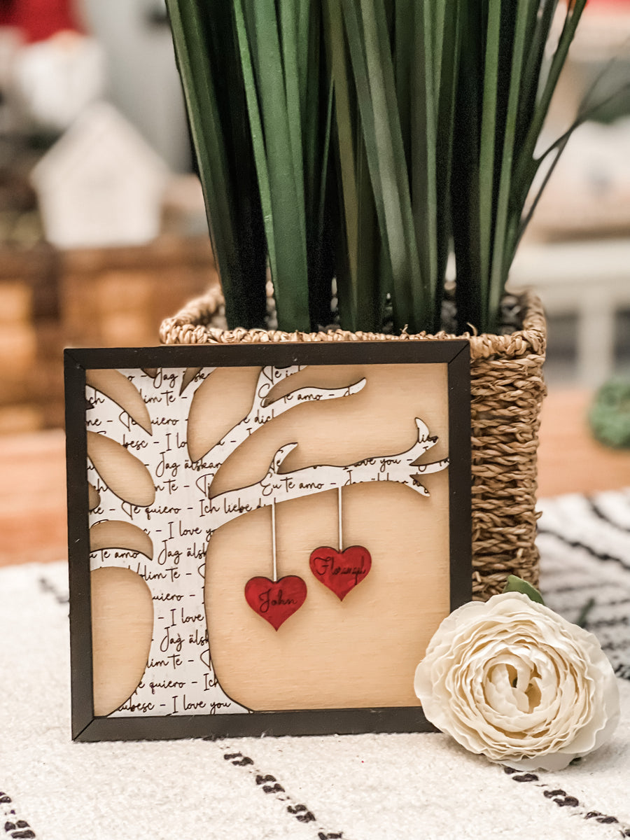 Tree of Love with custom hanging hearts – Creative Work of Heart